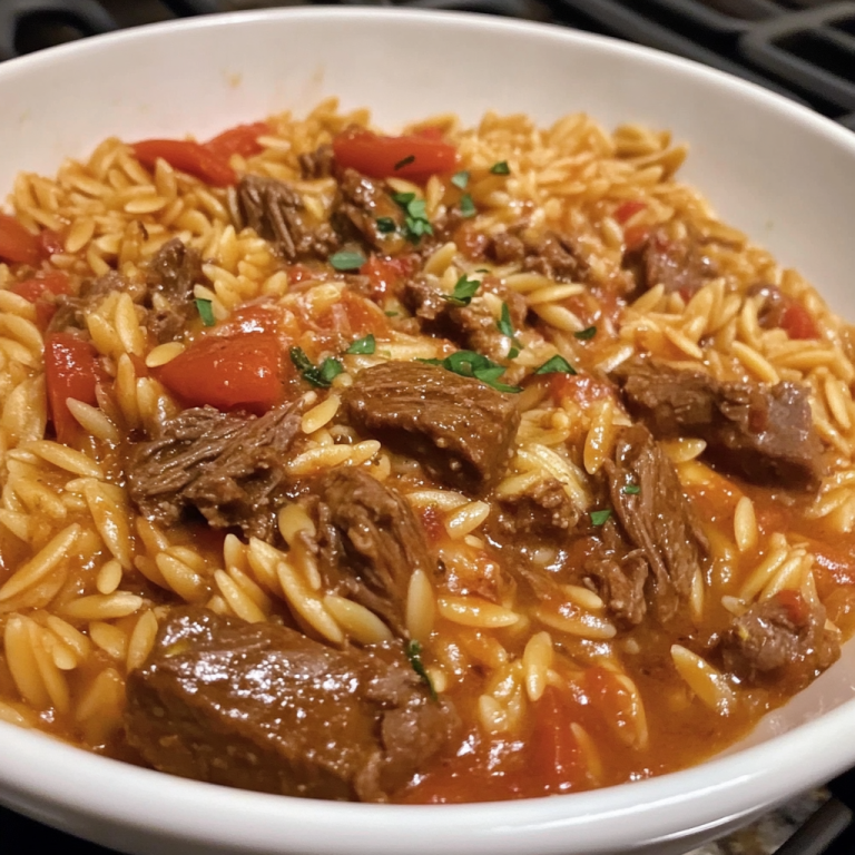 Greek Beef Orzo Pasta – One-Pan Mediterranean Dinner with Bold Flavors ...